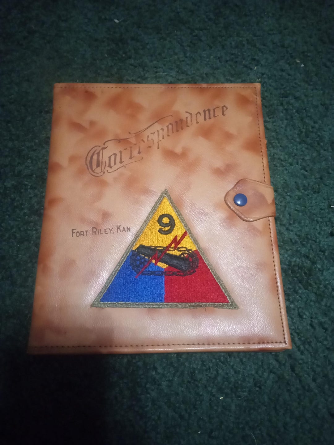 WW2 USA Correspondence Binder/letter Holder Leather Fort Riley Kan ...
