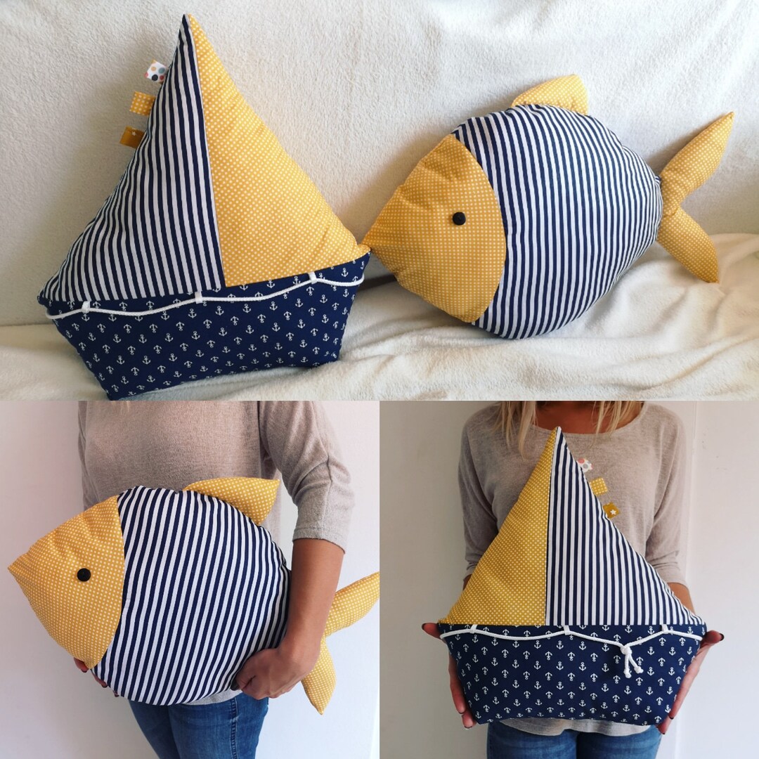 Set of Nautical Themed Decorative Cushions/nusery Marine Decor/ Fish ...