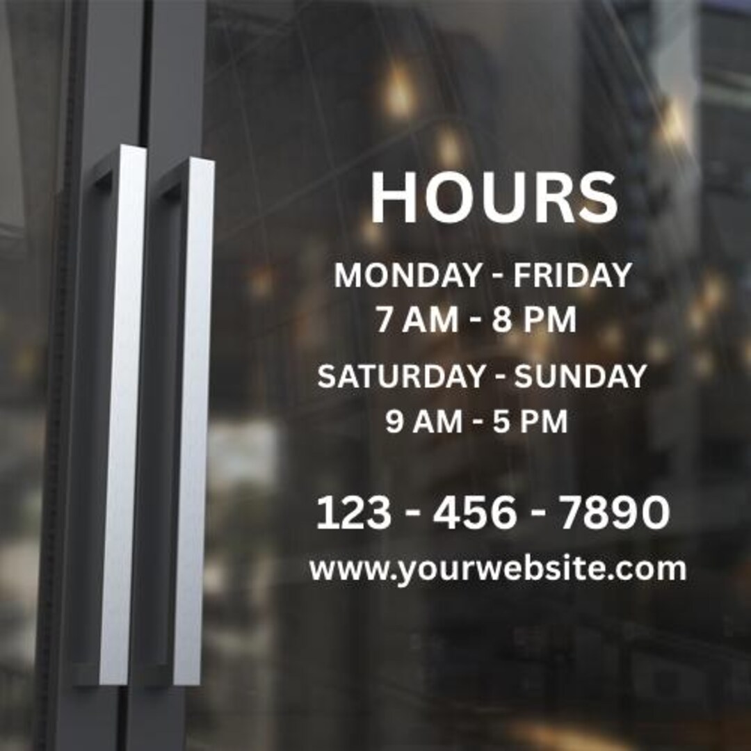Personalized Business Store Hours Sign Sticker Business Store Shop ...