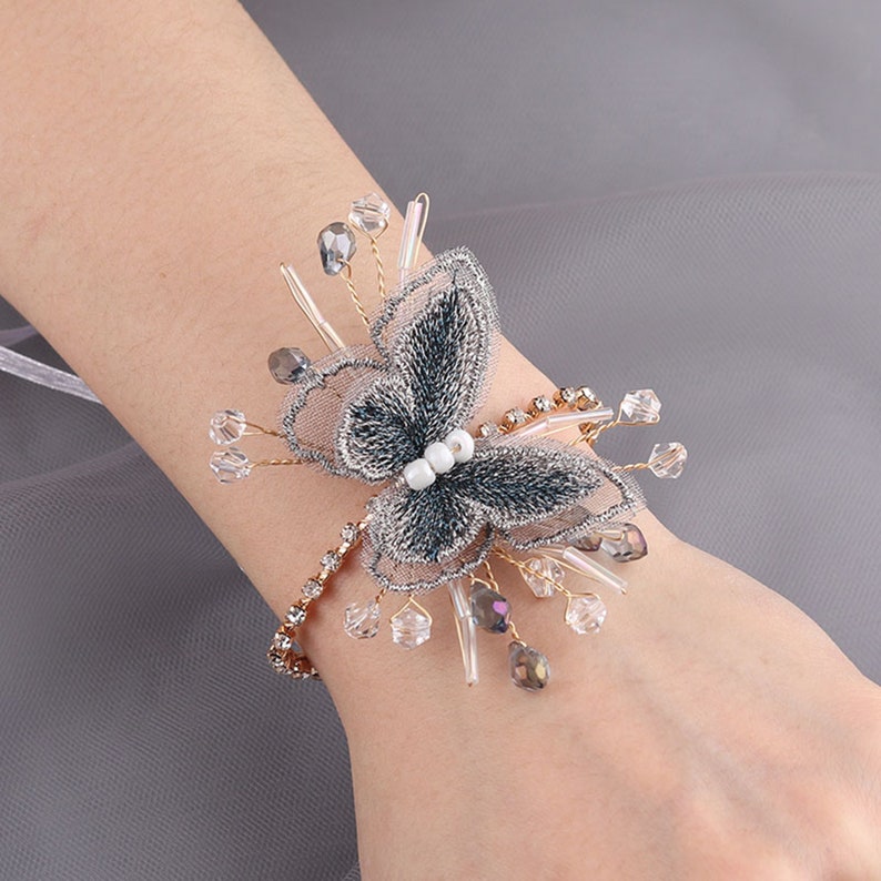 Embroidered Butterfly Wrist Flower Butterfly Rhinestone Hand - Etsy