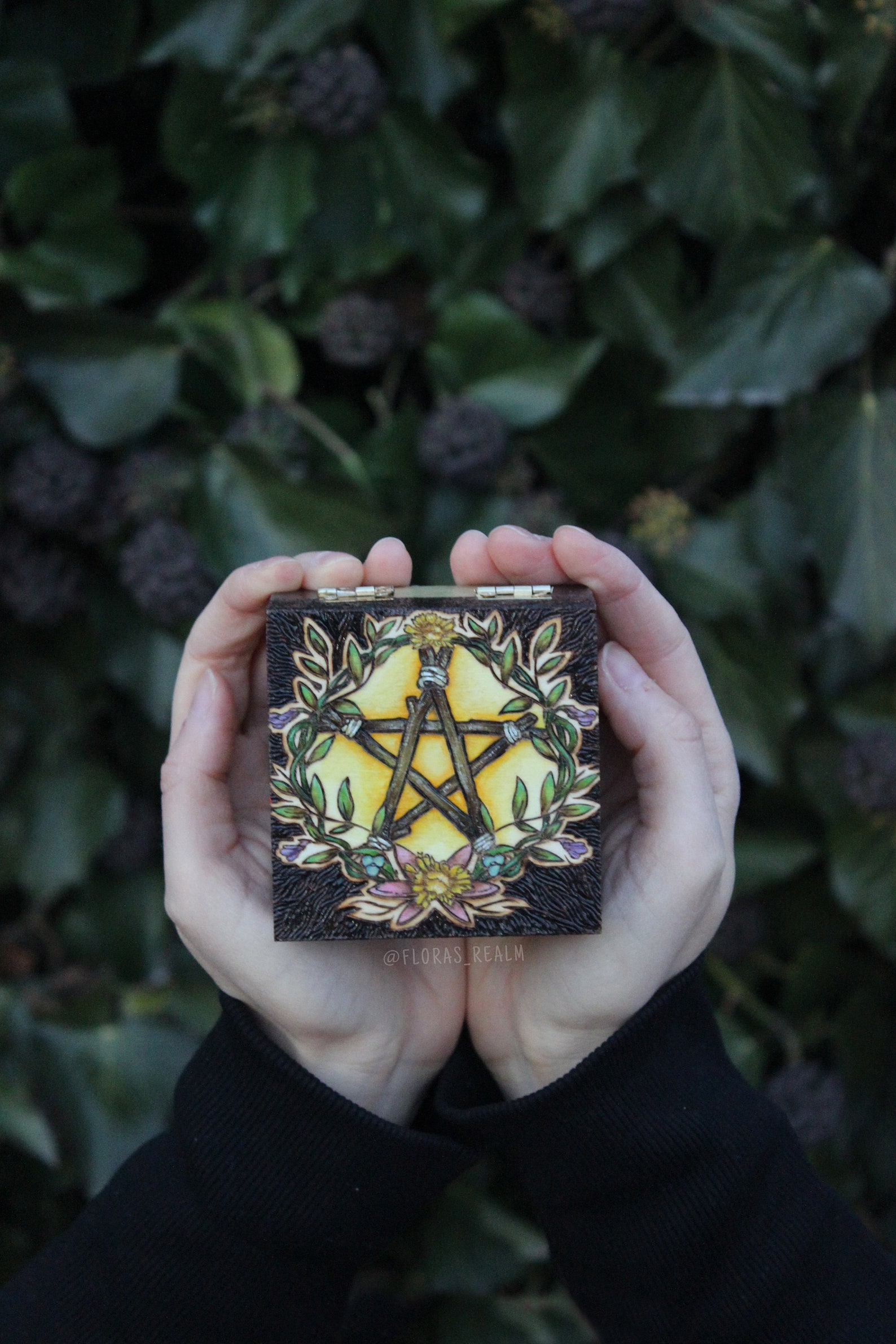 Pentagram Box With Pagan Engraved Pyrography Artwork, Ideal Wooden ...