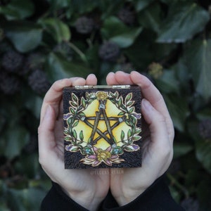 Pentagram Box With Pagan Engraved Pyrography Artwork, Ideal Wooden ...