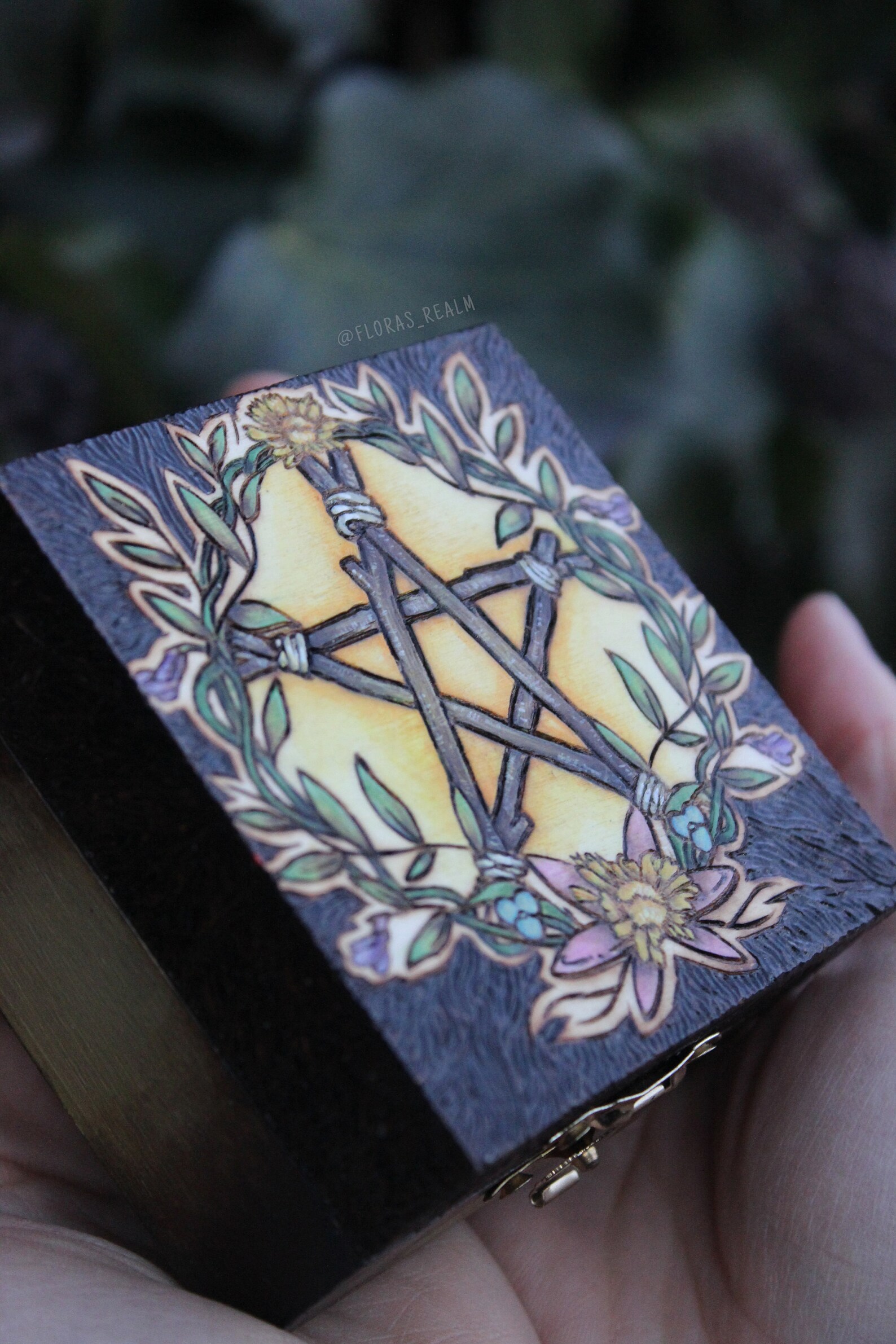 Pentagram Box With Pagan Engraved Pyrography Artwork, Ideal Wooden ...