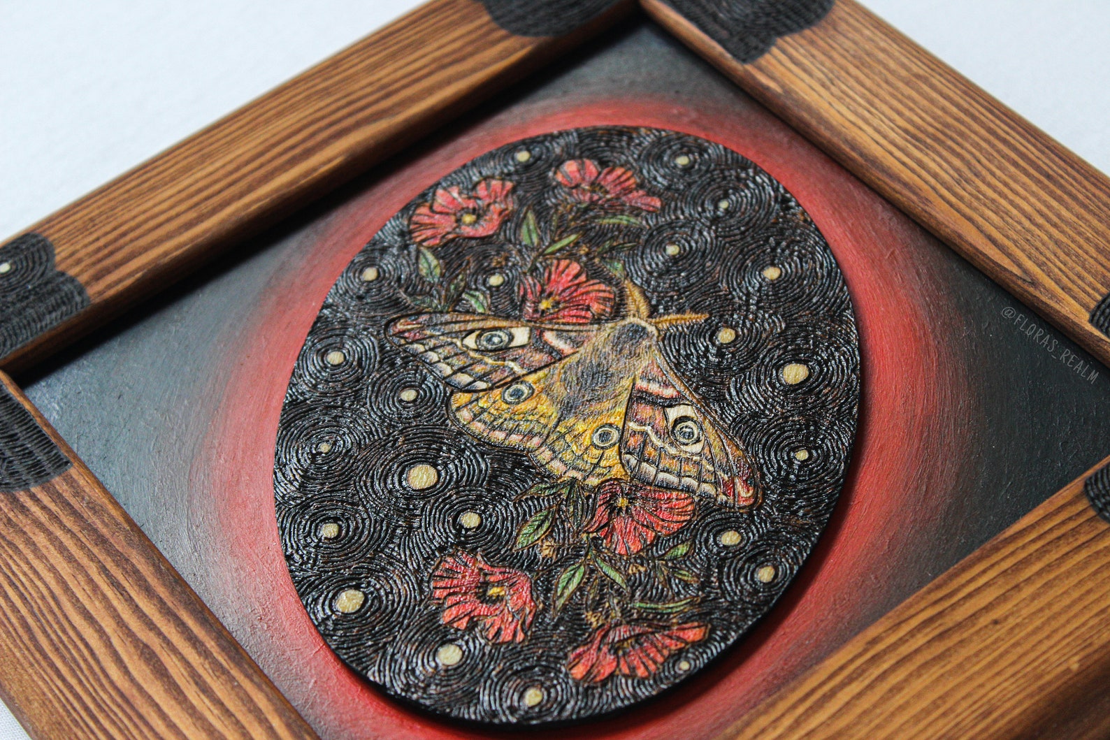 Moth Wall Decor in a Wooden Frame With Emperor Moth in a Agoblincore ...