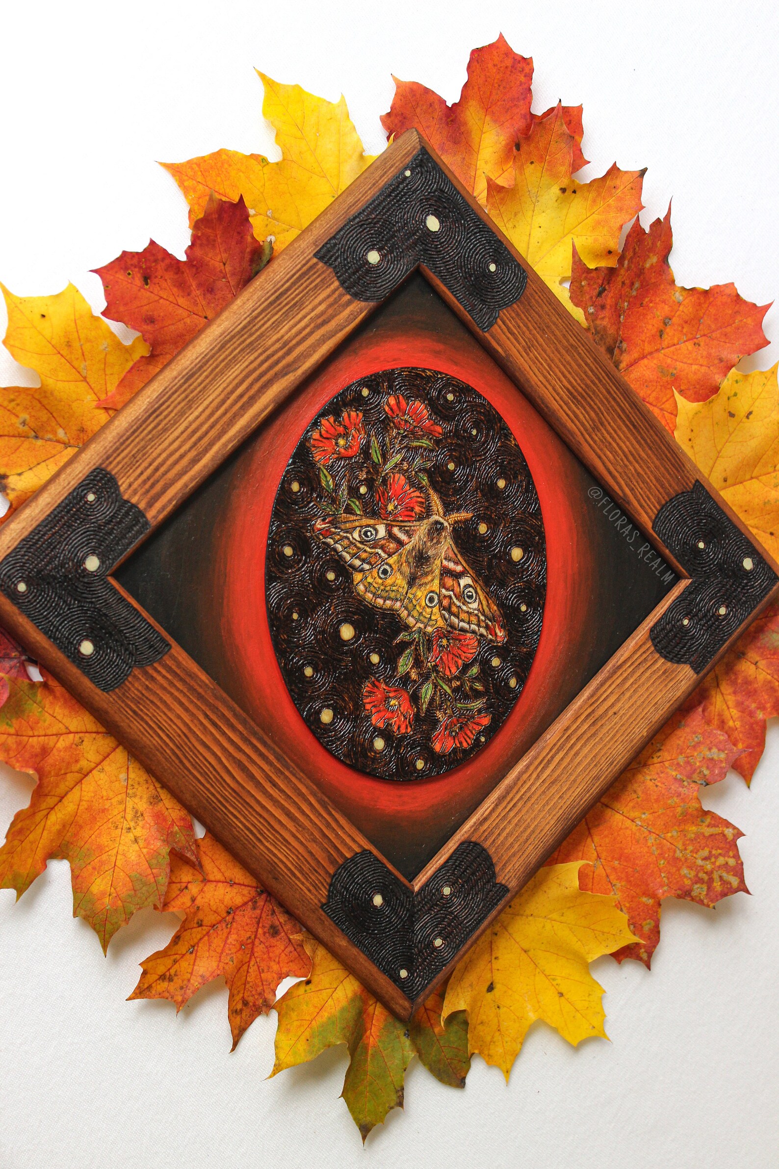 Moth Wall Decor in a Wooden Frame With Emperor Moth in a Agoblincore ...