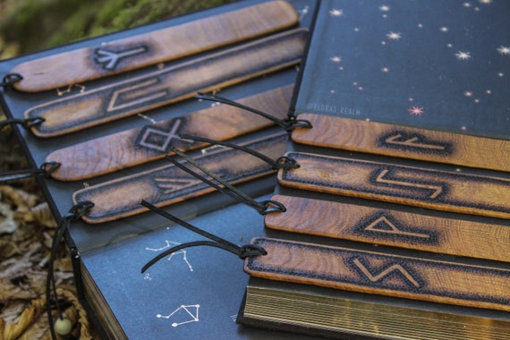 Elder Futhark Runes as Wooden Bookmark Set Wooden Runes as - Etsy