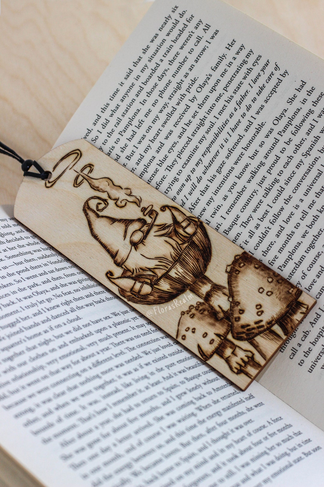 Gnome Bookmark in a Goblincore Theme, Handmade Pyrography Gift for ...