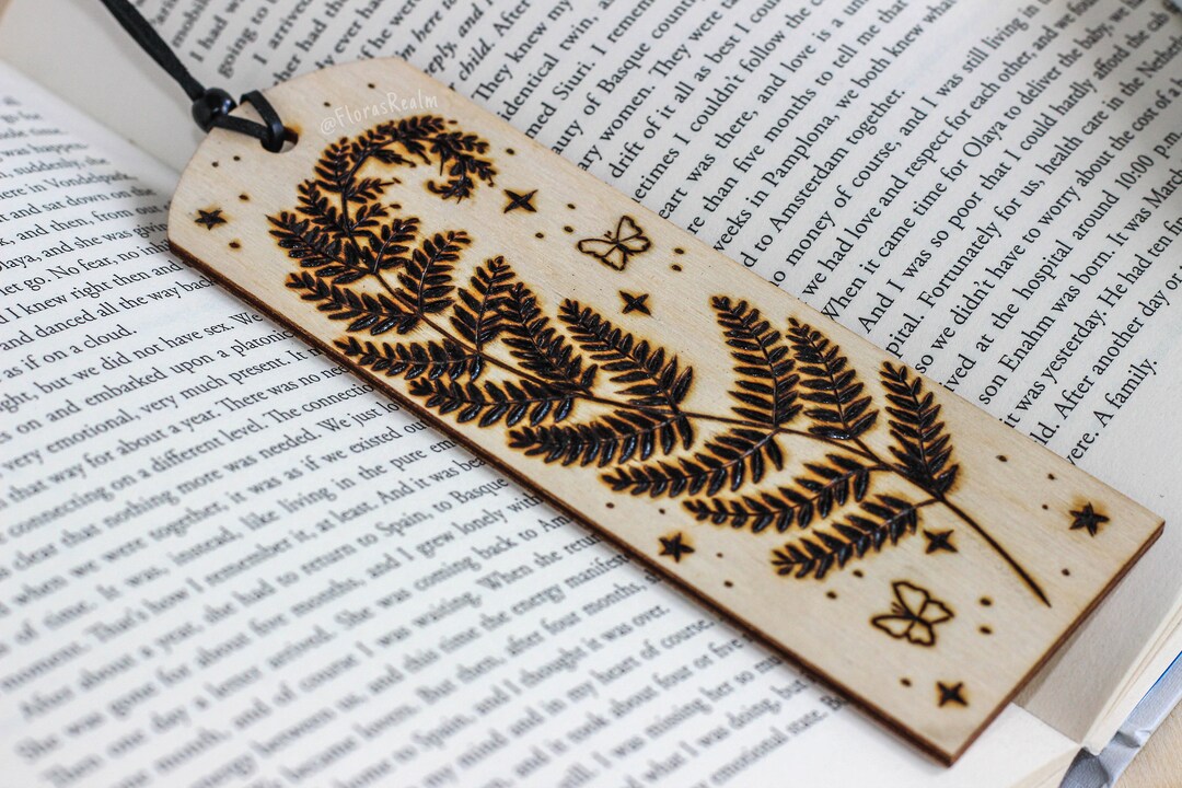 Fern Art Bookmark in Goblincore Theme, Handmade Pyrography Gift for ...