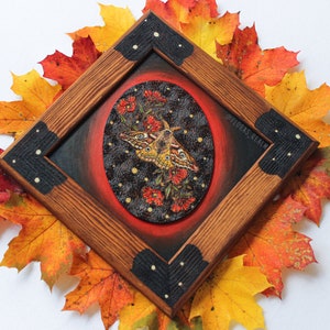 Moth Wall Decor in a Wooden Frame With Emperor Moth in a Agoblincore ...