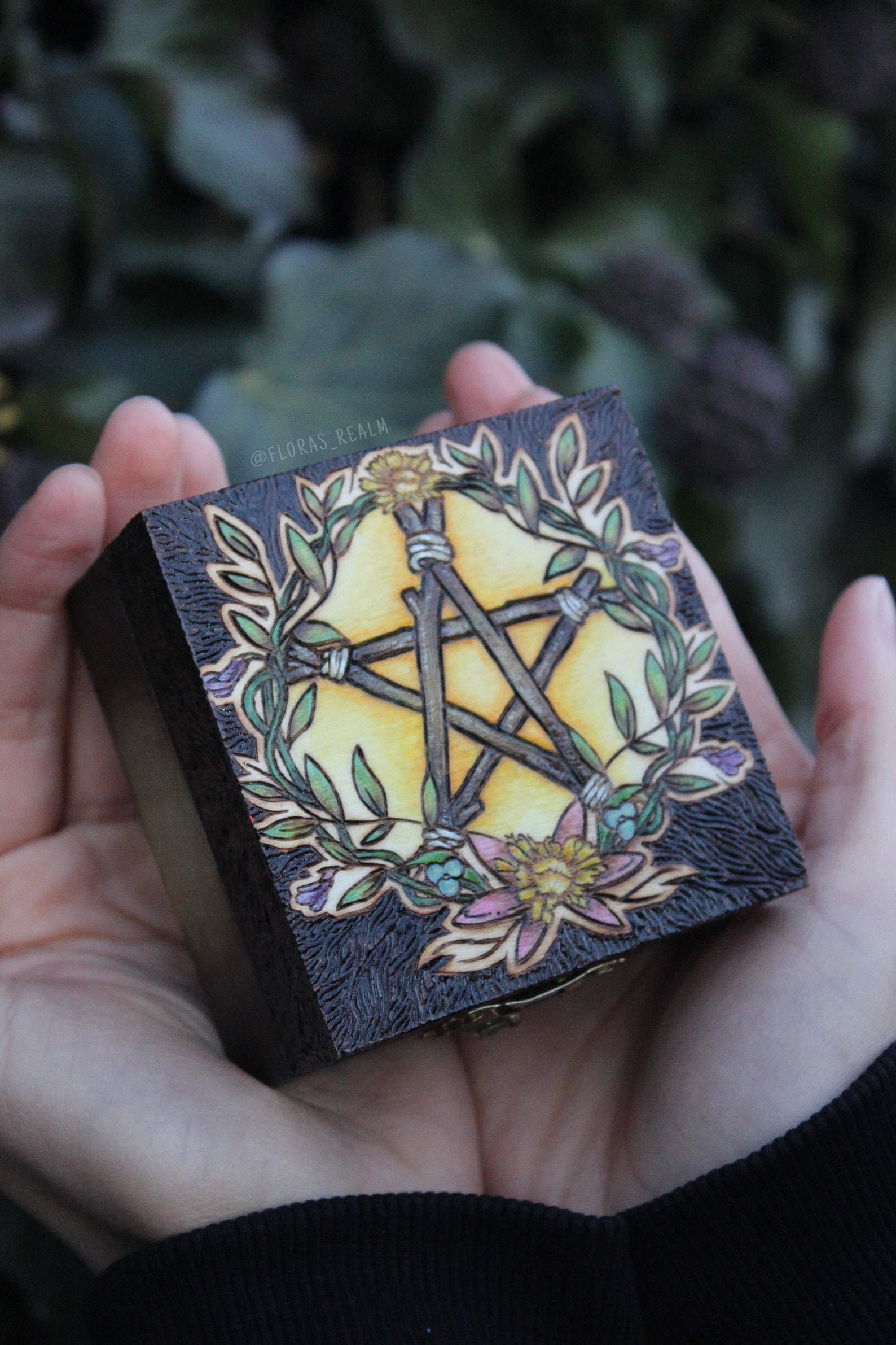Pentagram Box With Pagan Engraved Pyrography Artwork, Ideal Wooden ...