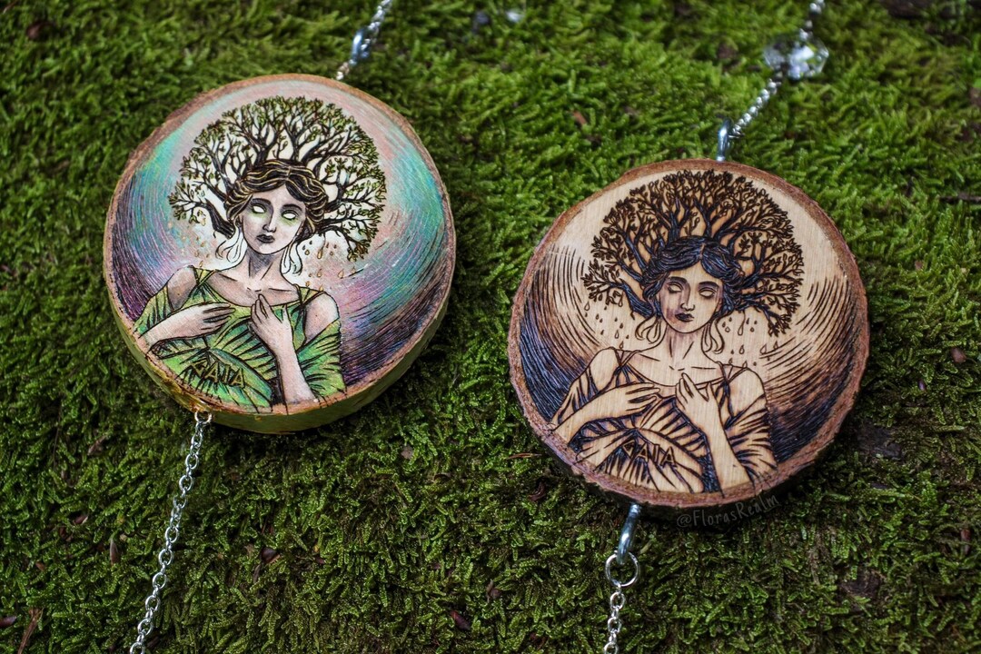 Gaia Greek Goddess Wall Hanging on Wooden Slab, Hand Painted ...