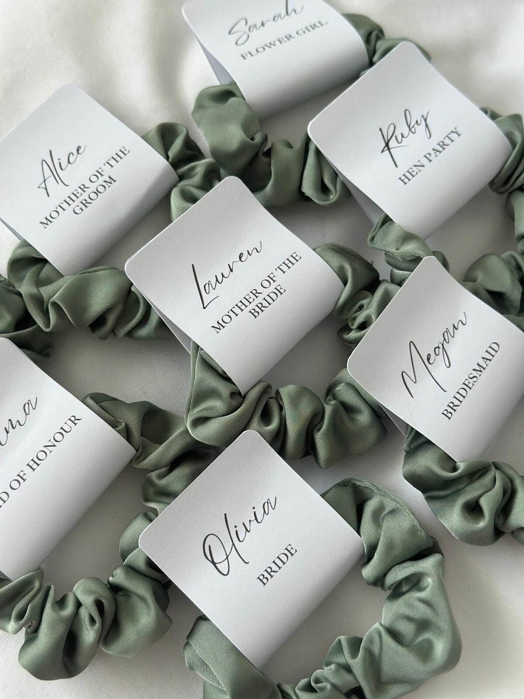 Bridesmaid Scrunchie Proposal Tag Green Personalised Bridesmaid Gifts ...