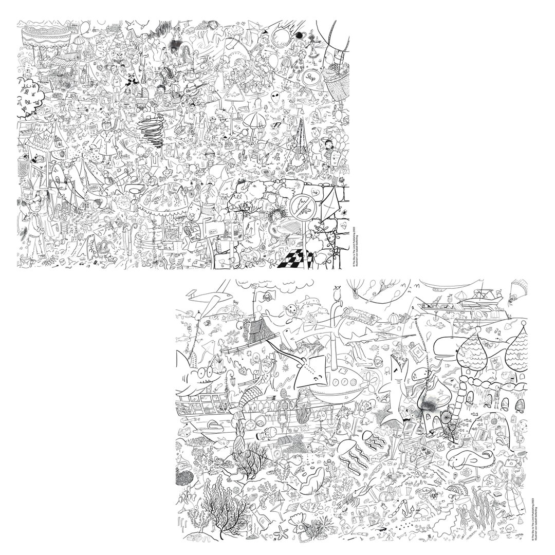 XXL Huge A2 Coloring Poster Set City Park & Sea Gift for - Etsy
