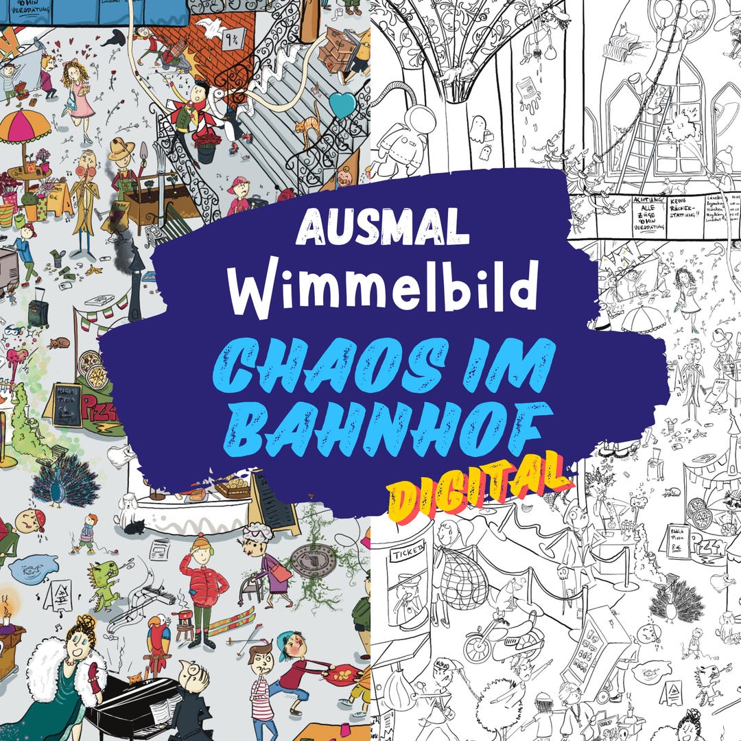 Huge Hidden Object Coloring Page - Chaos in the Train Station ...