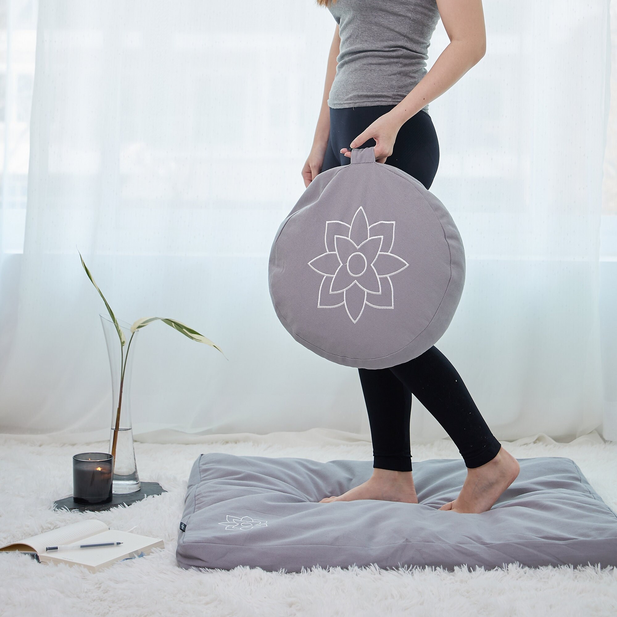 Round Meditation Cushion Set Zafu and Zabuton Floor Cushion - Etsy