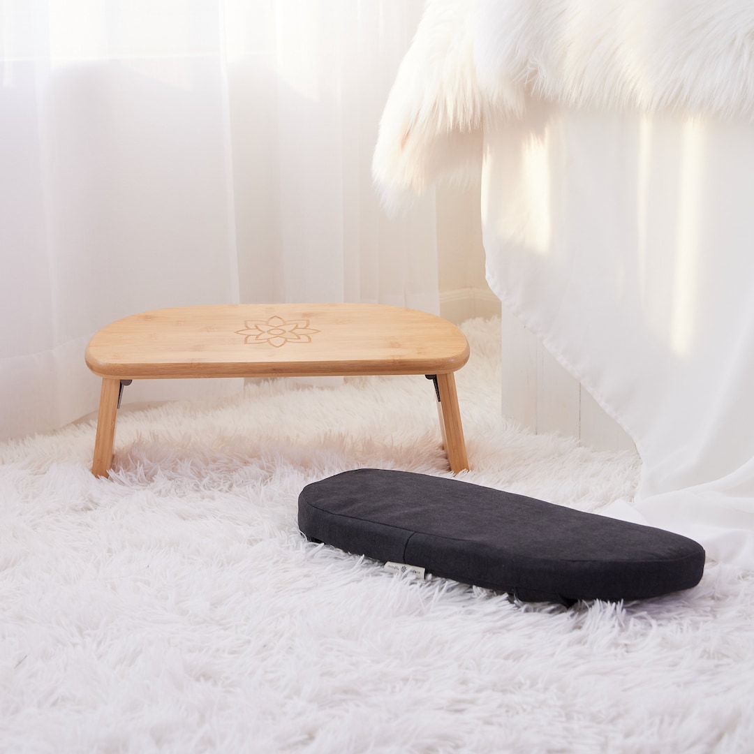 Padded Meditation Bench, Folding Seat With Cushion, Bamboo Seiza Bench ...