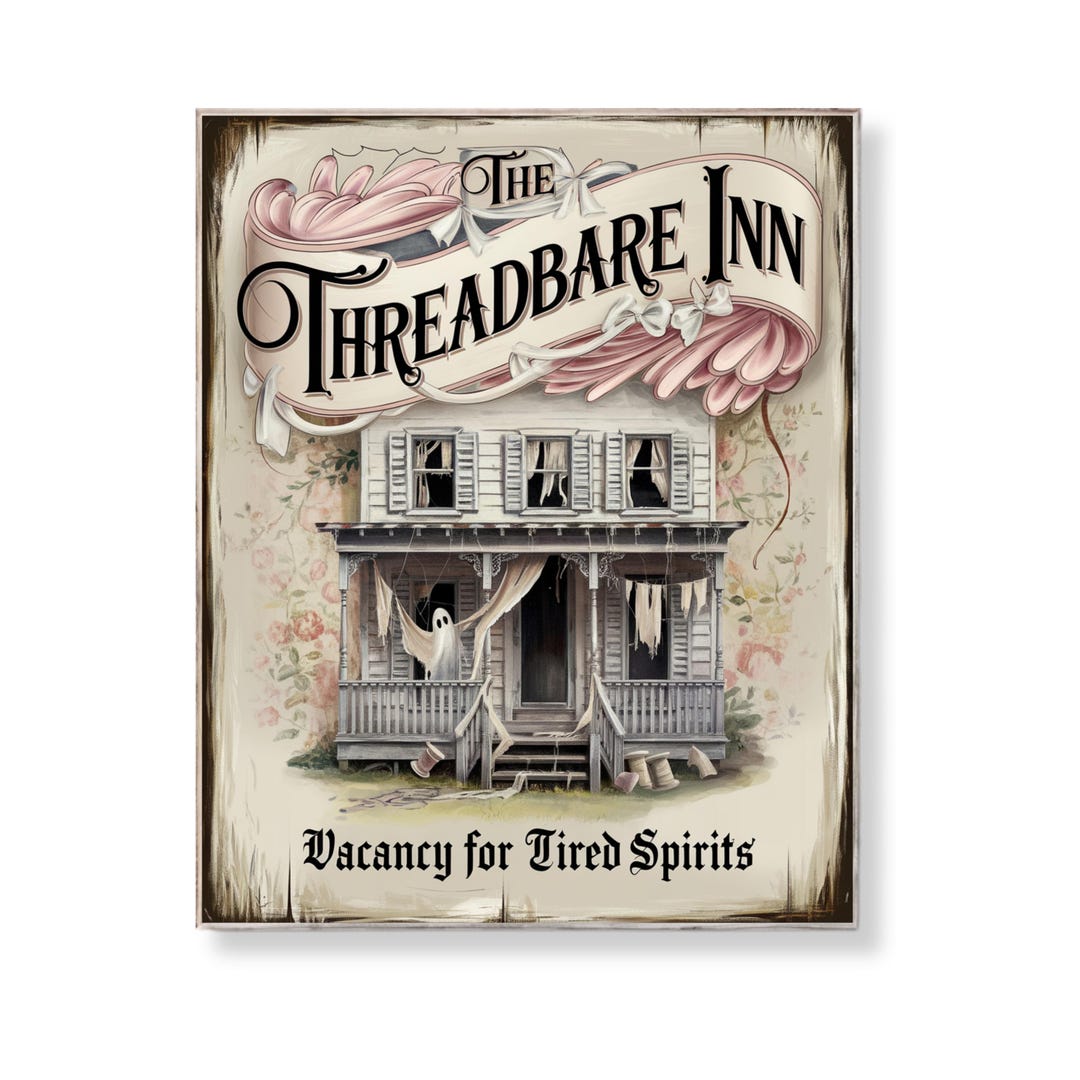 Vintage Haunted House Printable Threadbare Inn Wall Art Digital ...