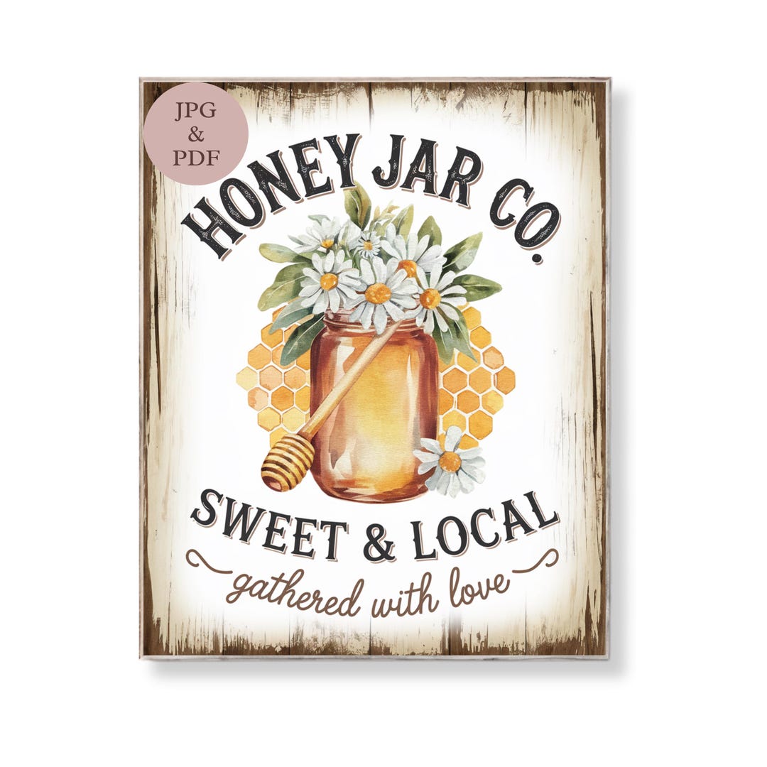 Honey Jar Co Sign Print: Rustic Farmhouse Kitchen Decor (digital ...