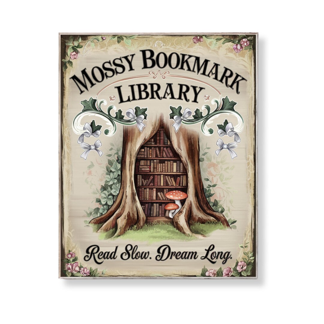 Cottagecore Library Wall Art Printable Reading Nook Decor Mushroom Book ...
