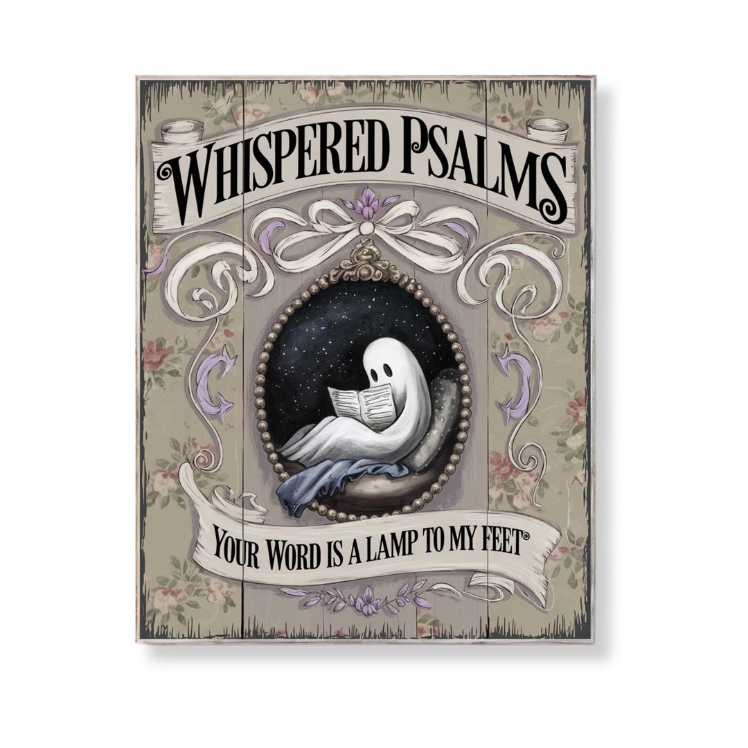 Christian Ghost Printable Art Whispered Psalms Verse Wall Sign Vintage ...