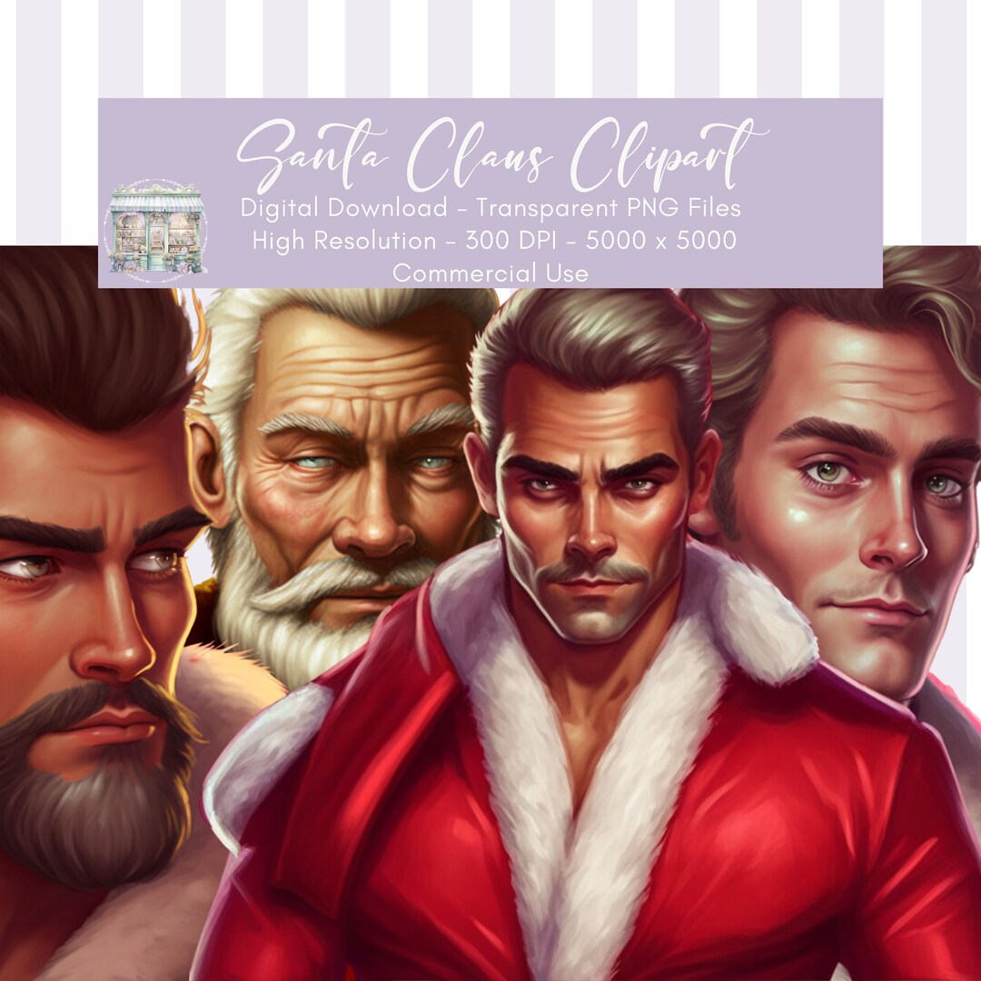 Santa Claus Clipart Set 4 Transparent PNG Images Christmas - Etsy