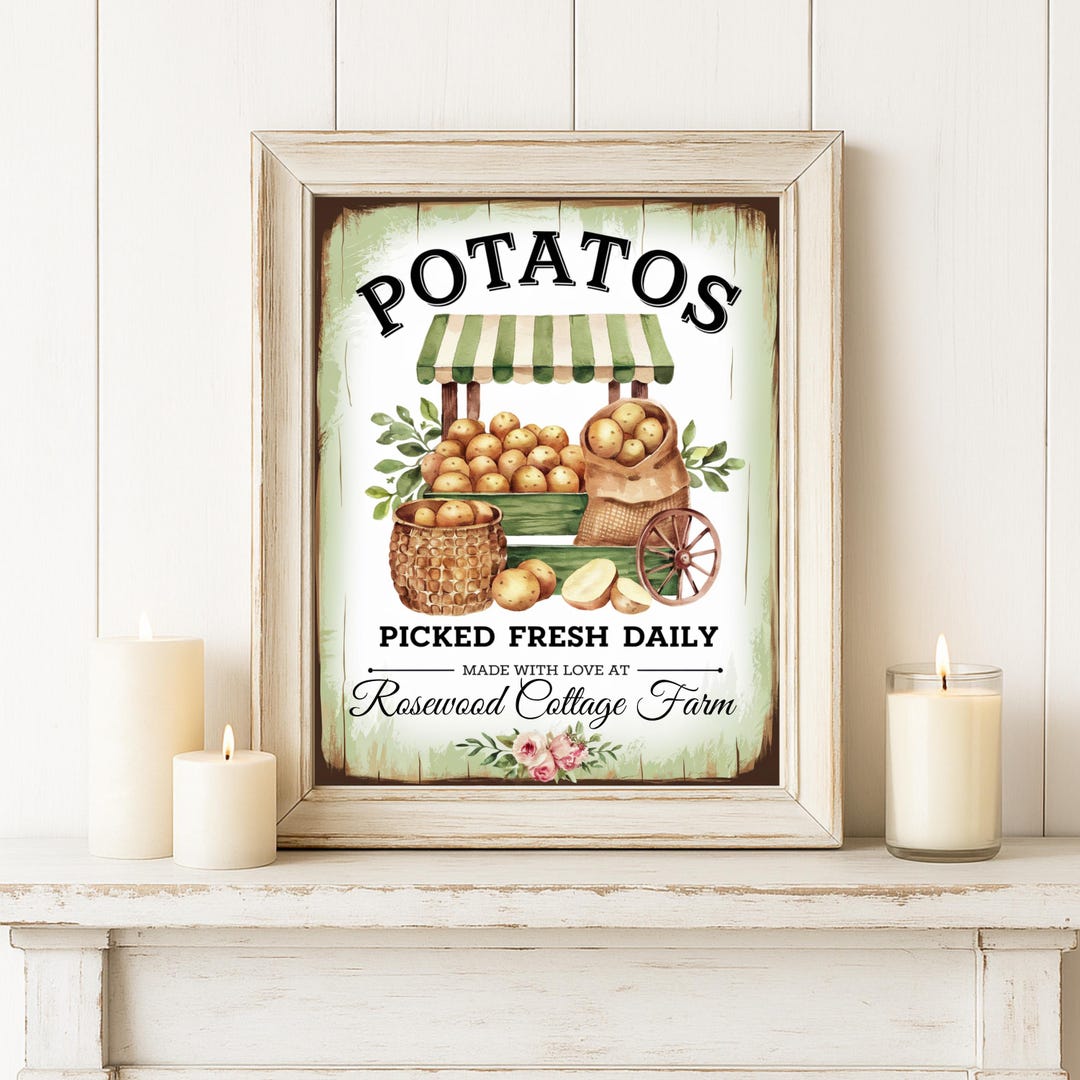 Potato Farmhouse Wall Art Rustic Kitchen Vegetable Sign Rosewood ...