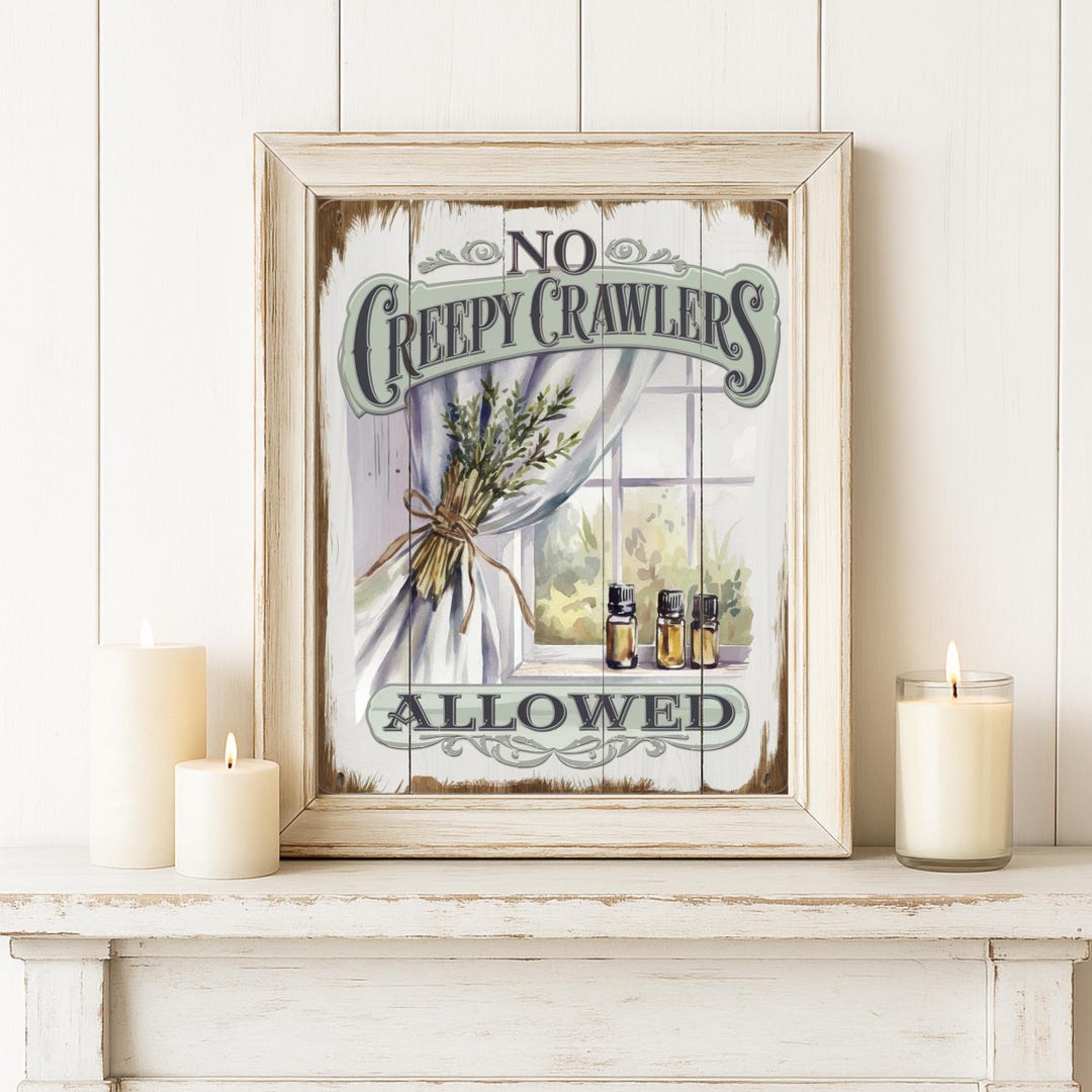 No Creepy Crawlers Allowed Sign Funny Natural Bug Repellent Printable ...