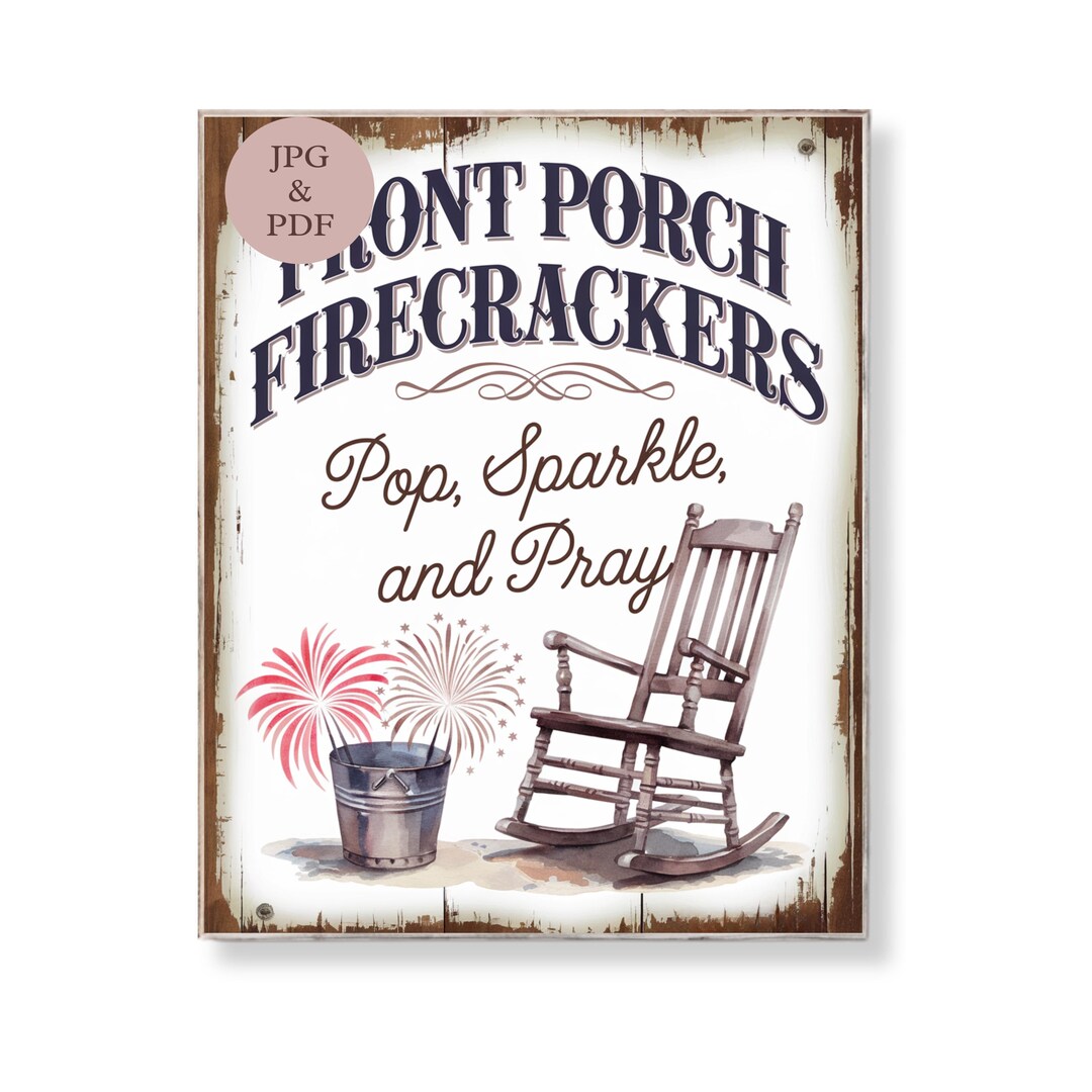 Fourth of July Porch Wall Art Patriotic Firecracker Sign With Rocking ...