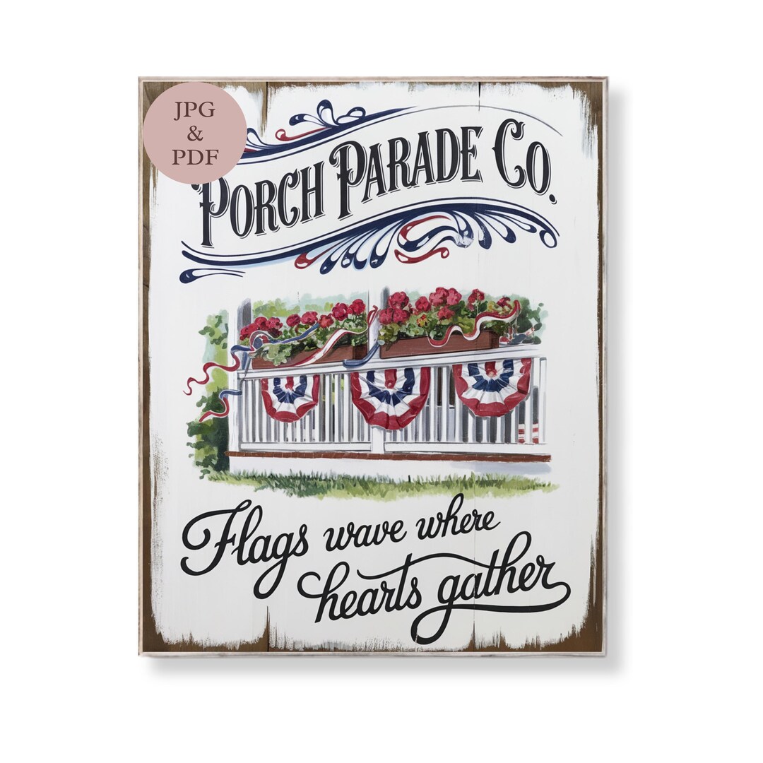 Patriotic Porch Parade Print: Americana 4th of July Decor (digital ...