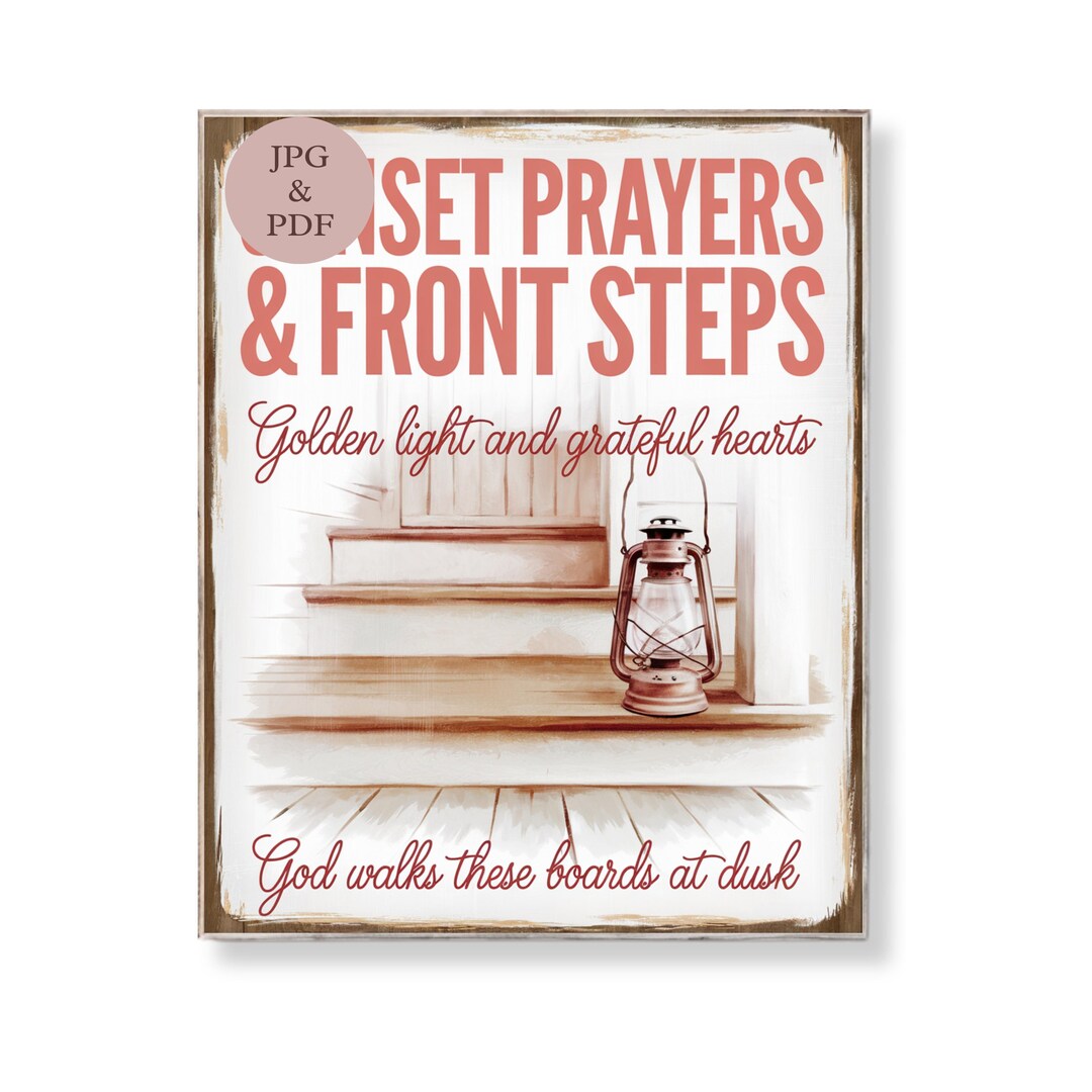 Sunset Prayers Sign Front Porch Lantern Art Faith Quote Christian Home ...
