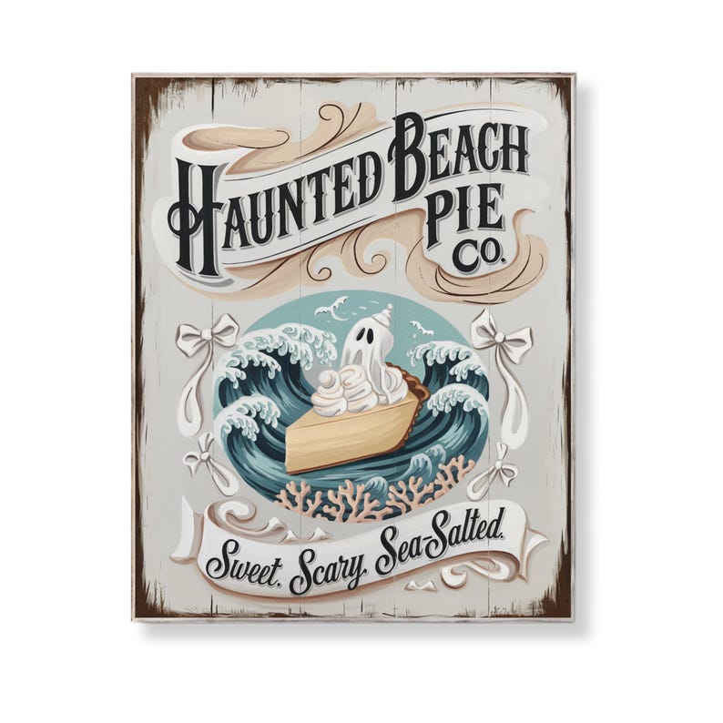 Summerween Haunted Beach Pie Sign Printable Coastal Halloween Decor ...
