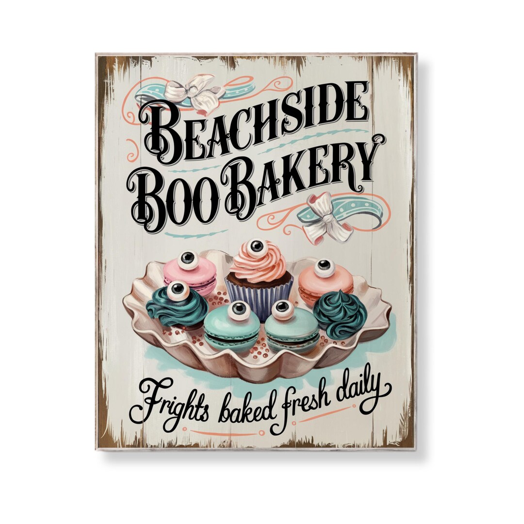 Summerween Beachside Boo Bakery Printable Halloween Dessert Sign Spooky ...