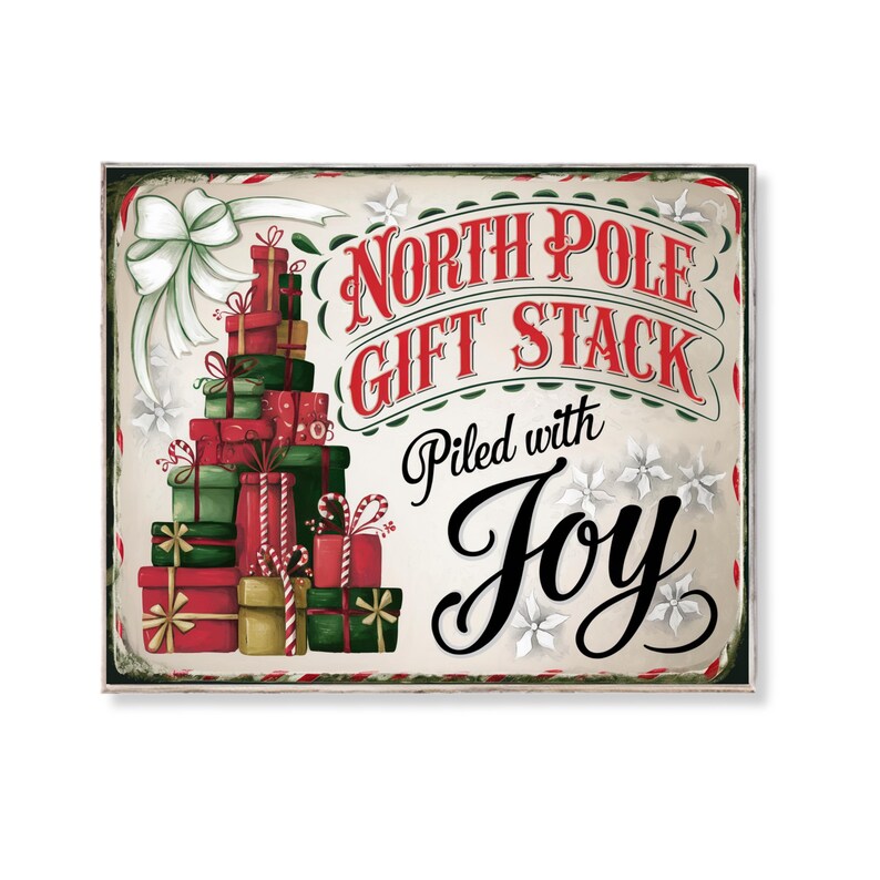 Vintage Christmas Stack Sign Printable: North Pole Holiday Decor (8x10 ...