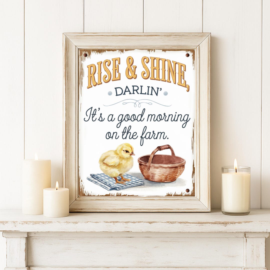 Rise and Shine Baby Chick Farmhouse Sign Printable Rustic Morning ...