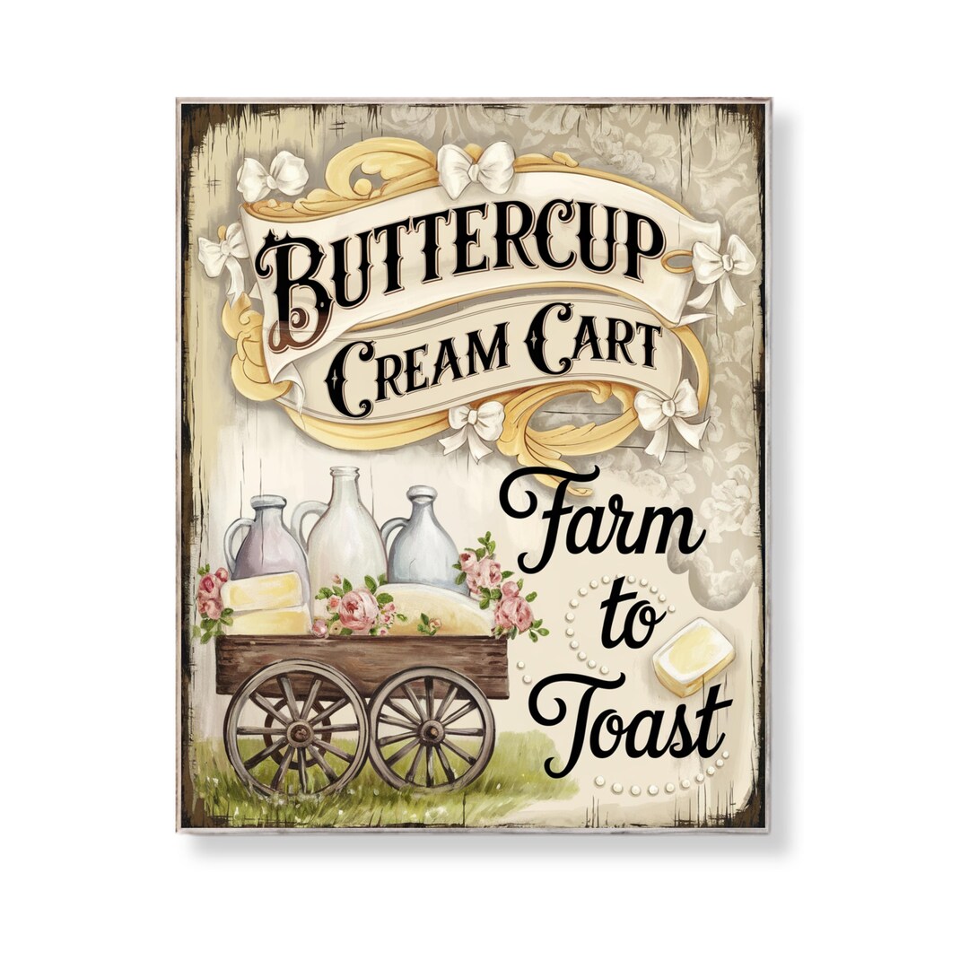 Vintage Milk & Butter Cart Print: Shabby Chic Farmhouse Decor (8x10 ...