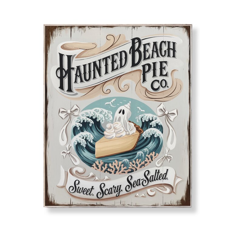 Summerween Haunted Beach Pie Sign Printable Coastal Halloween Decor ...