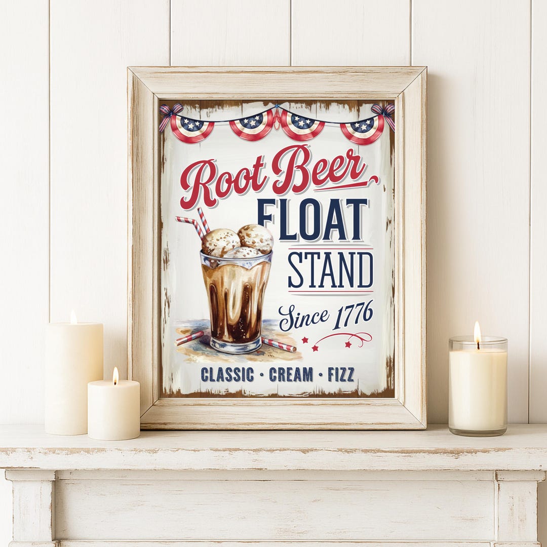 Root Beer Float Stand Sign Vintage Patriotic Soda Shop Printable 4th of ...