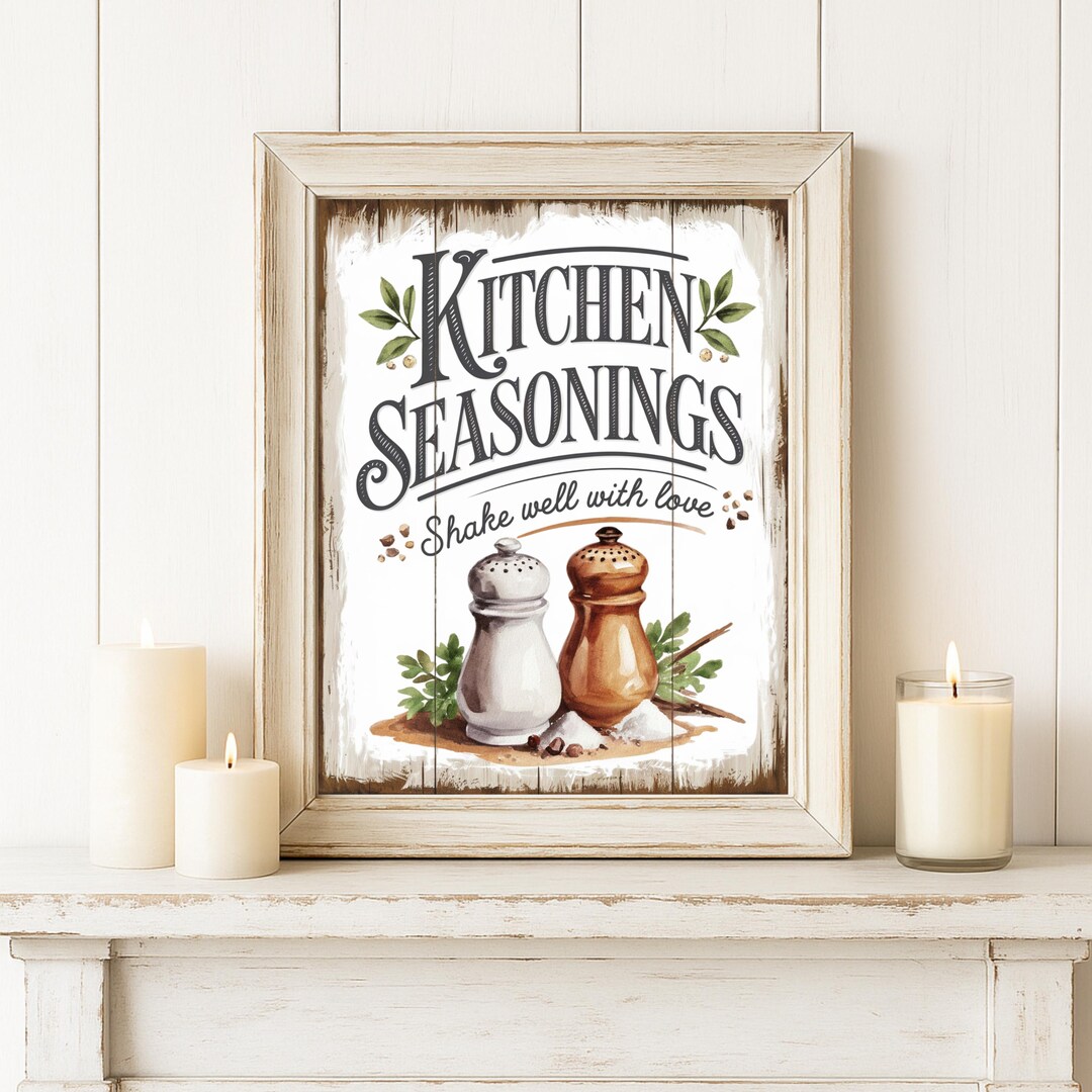 Salt and Pepper Shaker Wall Art Kitchen Seasonings Sign Vintage ...