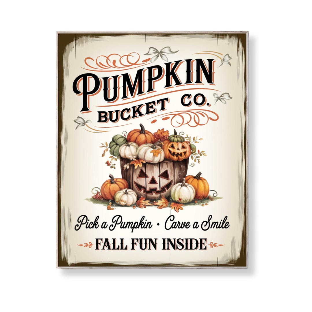 Pumpkin Bucket Co Halloween Wall Art Pick a Pumpkin Fall Fun Sign ...