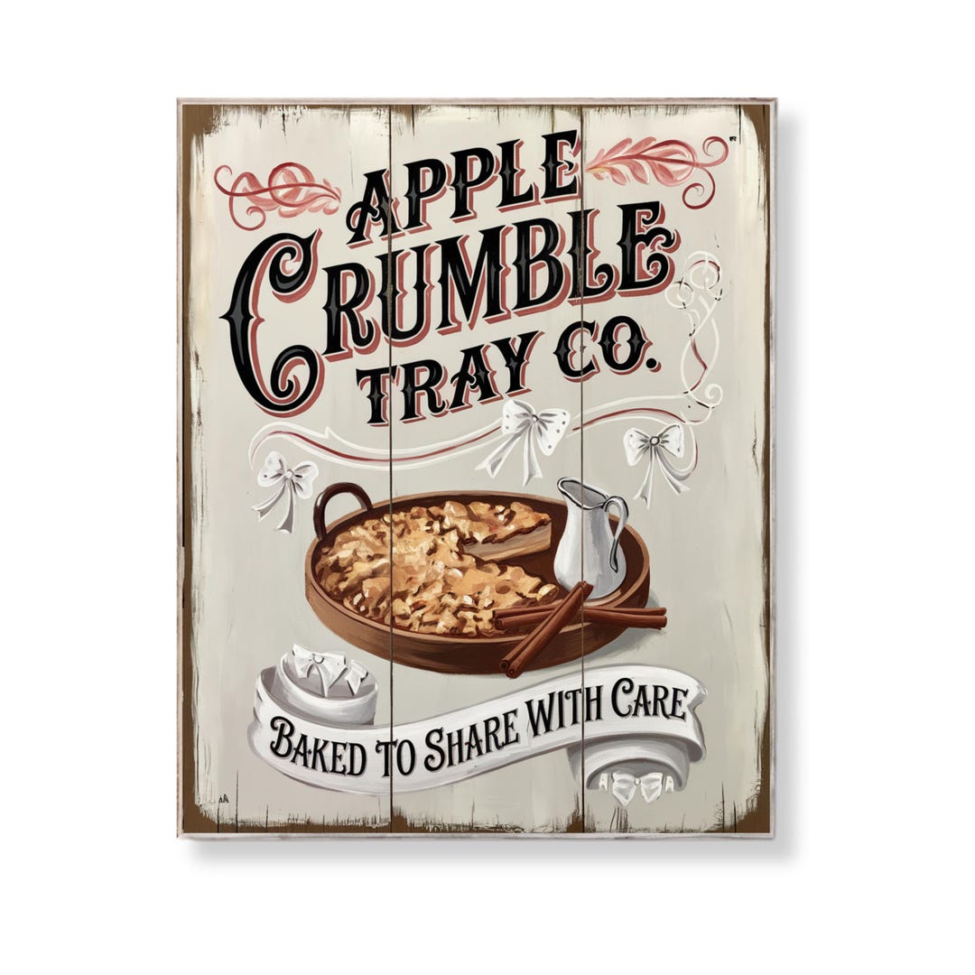 Apple Crumble Tray Co Sign Printable Fall Dessert Wall Art Vintage ...