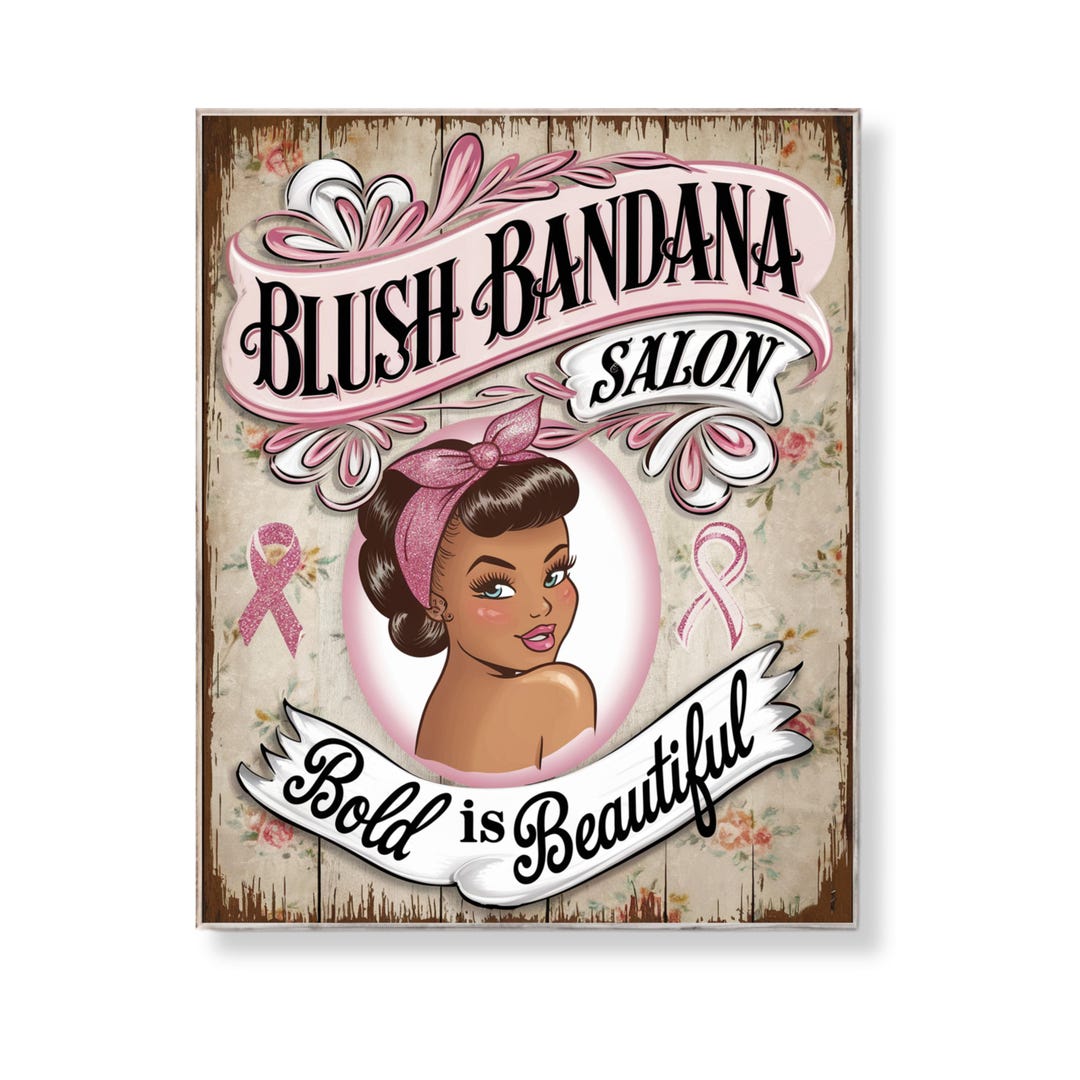 Breast Cancer Awareness Printable Pink Ribbon Wall Art Retro Salon ...