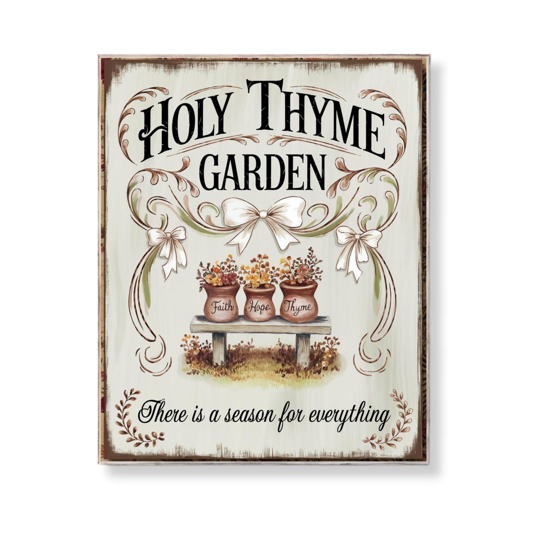 Holy Thyme Kitchen Print: Rustic Herb Garden Sign (digital Download ...