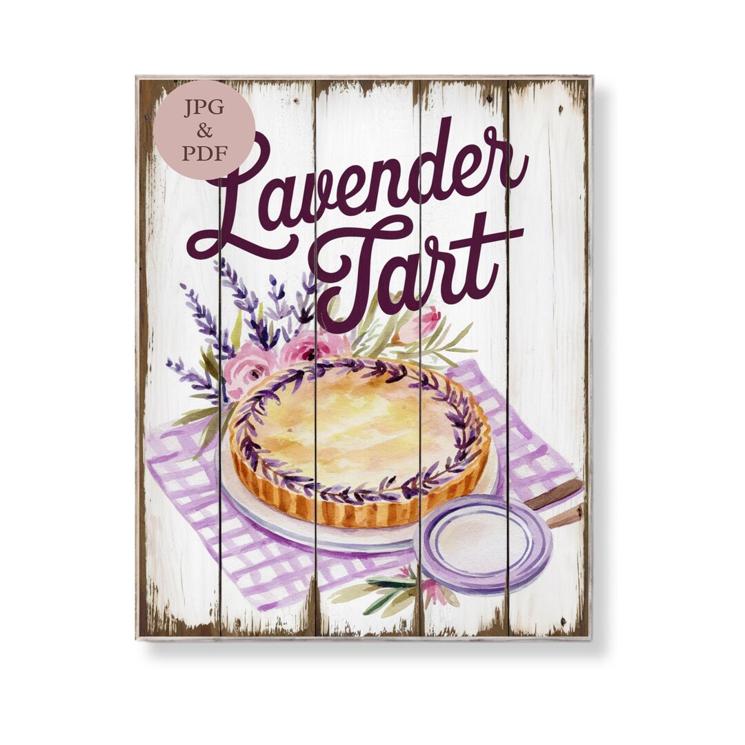 Lavender Tart Sign French Bakery Kitchen Wall Art Shabby Chic Purple ...