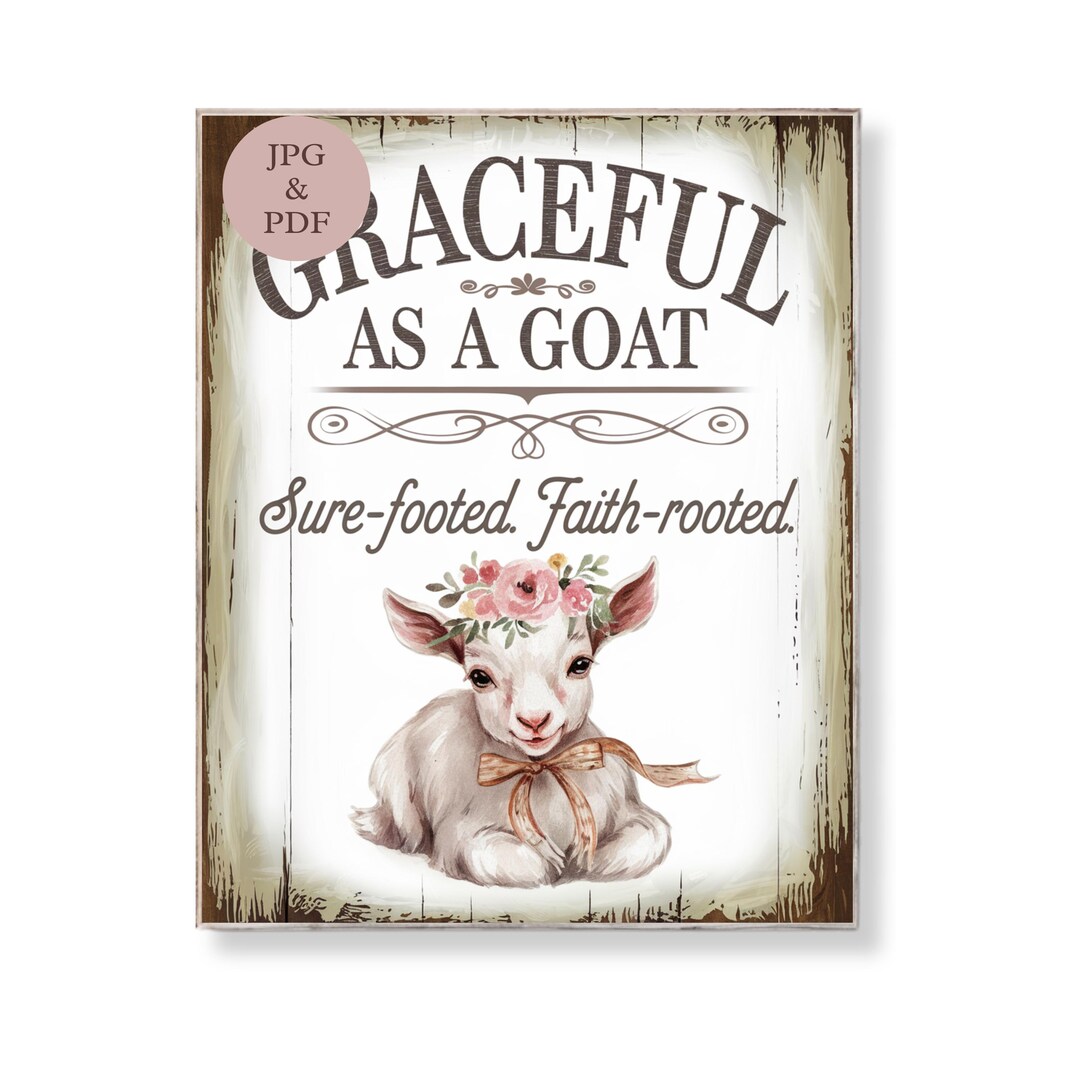 Baby Goat Farmhouse Wall Art Christian Nursery Decor Printable Goat ...