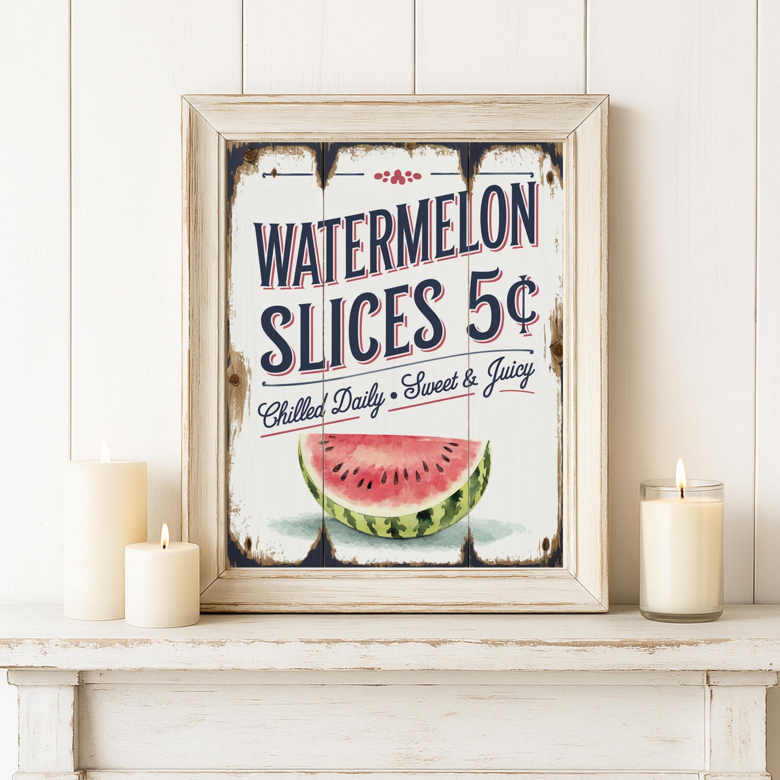 Watermelon Slices 5 Cents Sign Retro Farm Stand Summer Fruit Kitchen ...