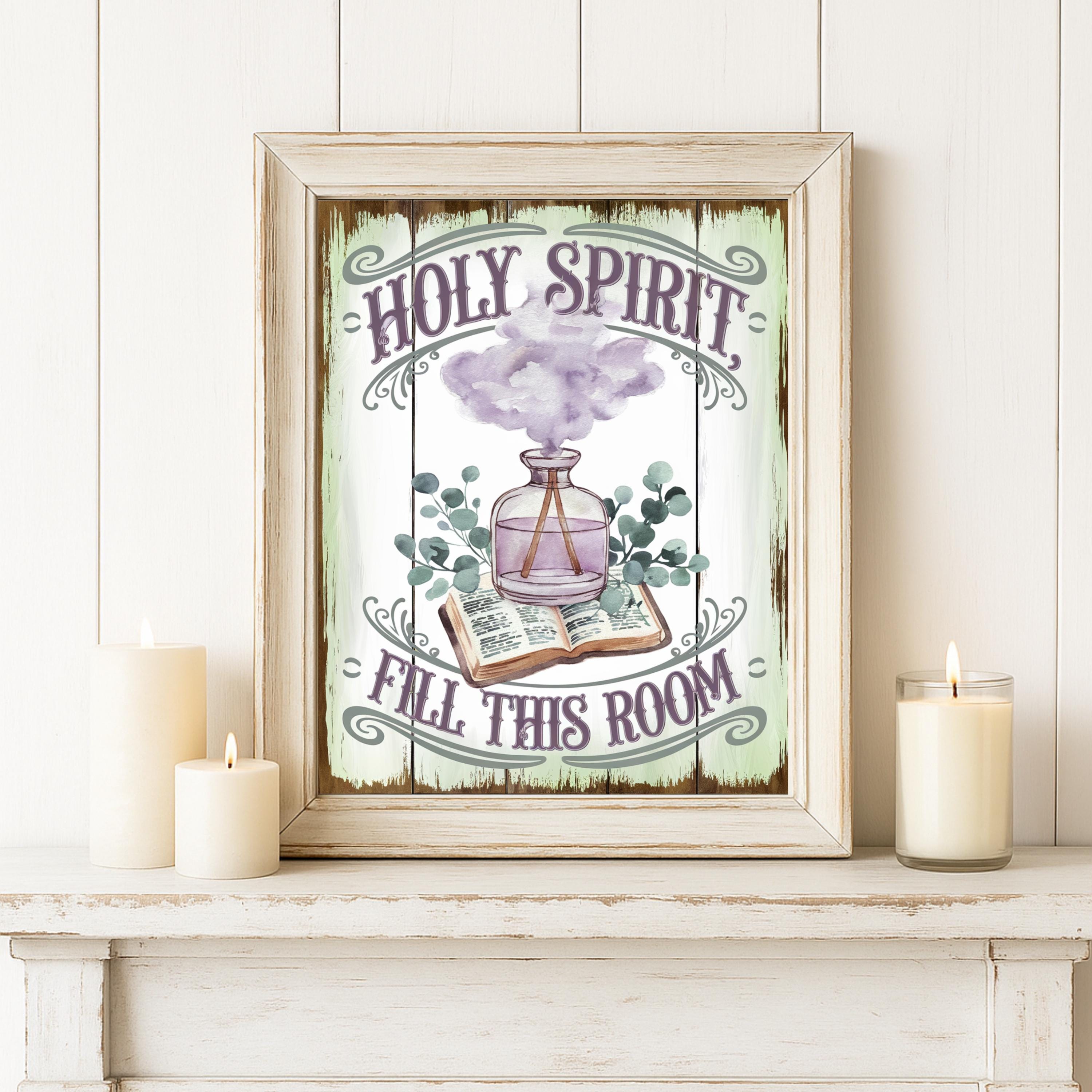 Holy Spirit Fill This Room Sign Shabby Chic Christian Wall Art Faith ...