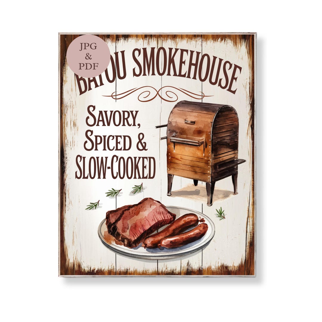 BBQ Smoker Sign: Rustic Smokehouse Poster (digital Download) - Etsy