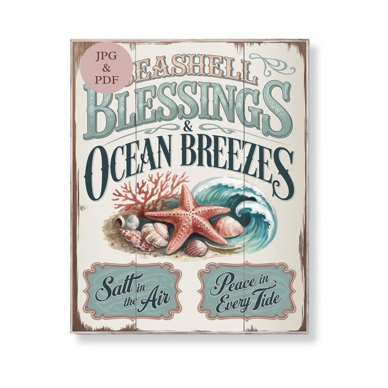 Seashell Blessings Coastal Art: Ocean Bible Verse Print (digital ...
