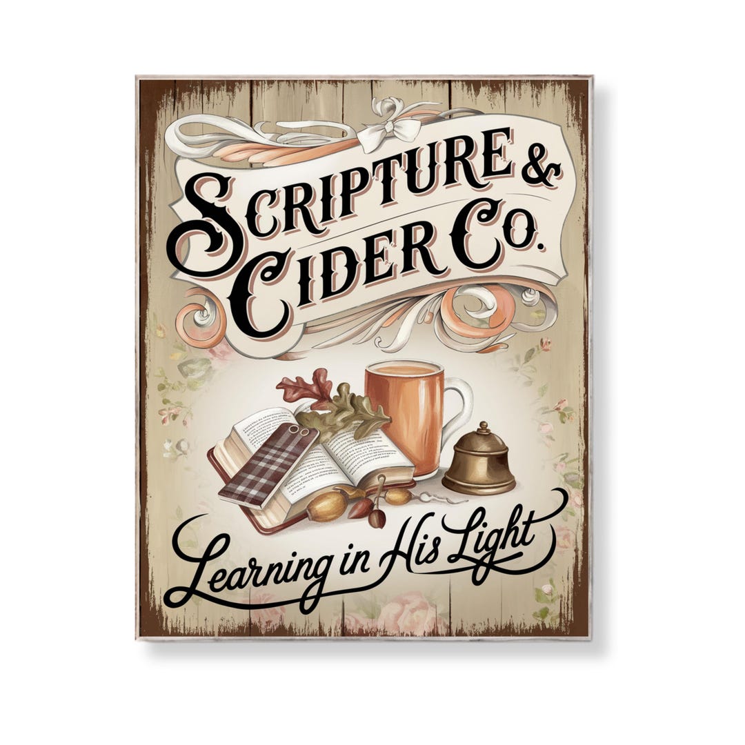 Scripture and Cider Fall Wall Art Christian Bible Study Print Rustic ...