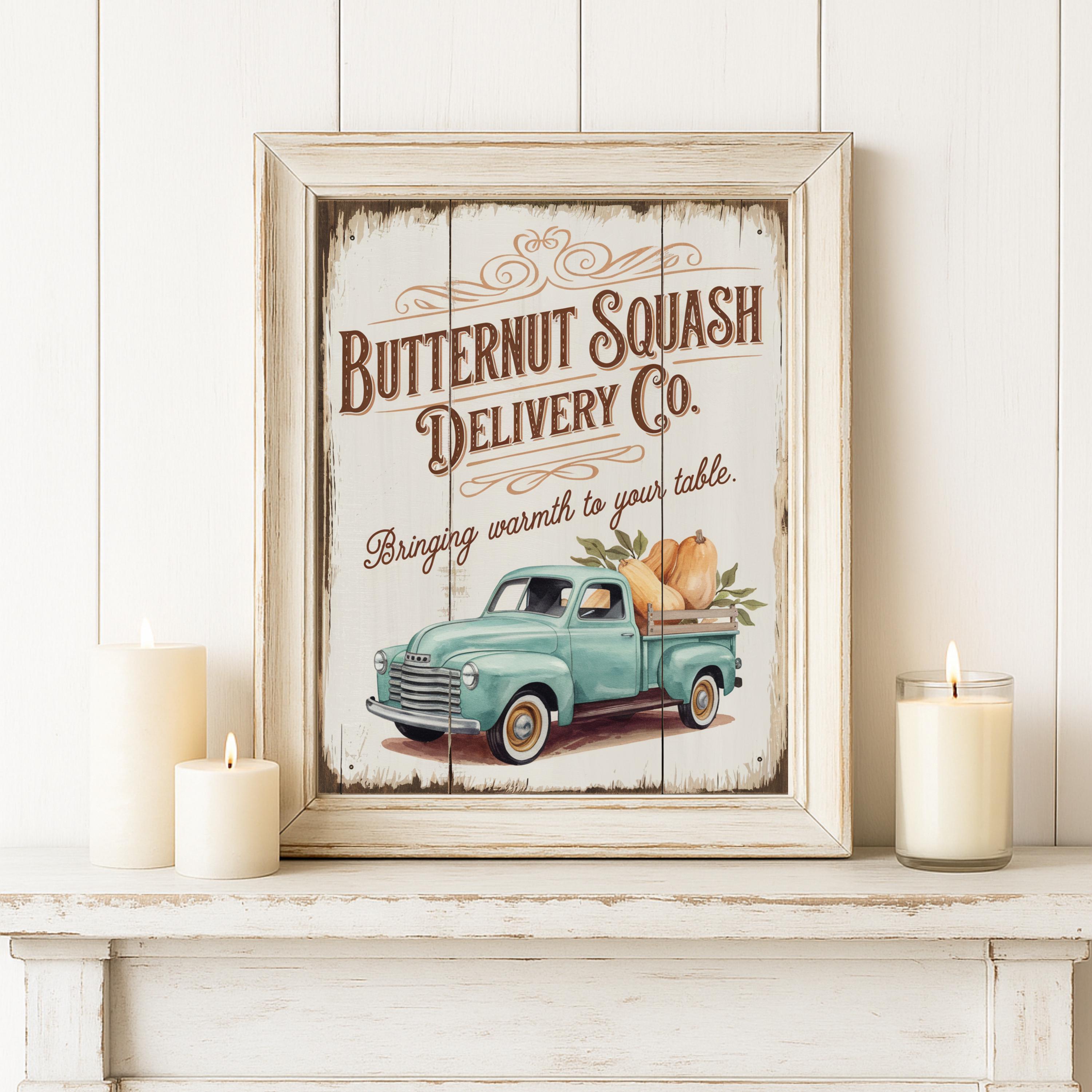 Butternut Squash Truck Sign Fall Farmhouse Wall Art Printable for ...